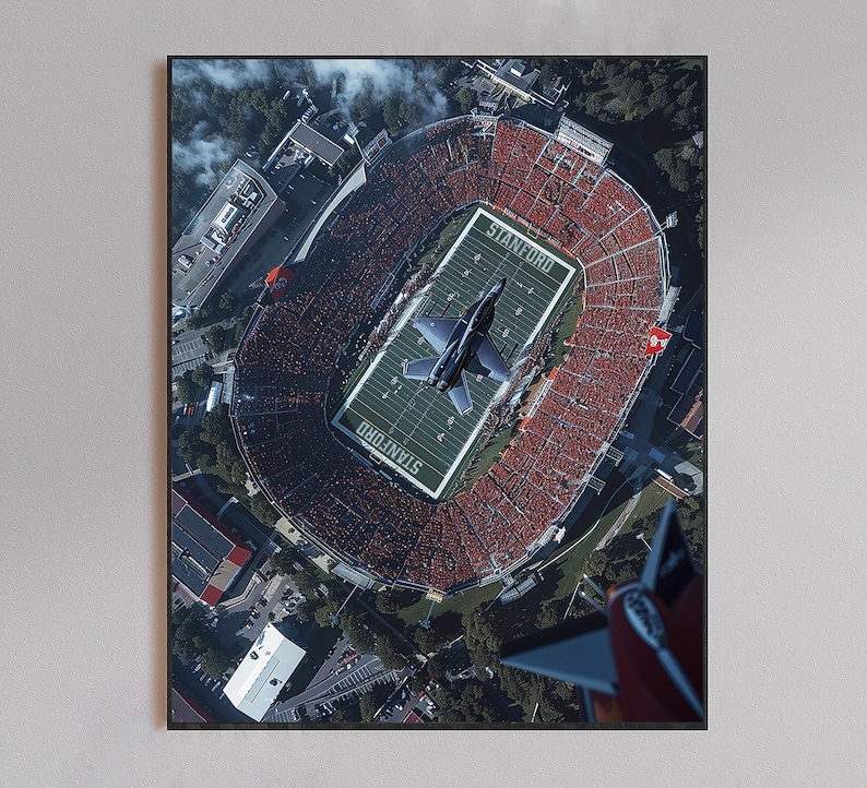 Football Stadium Flyover - Aerial View of Fighter Jet at Game, Sports ...
