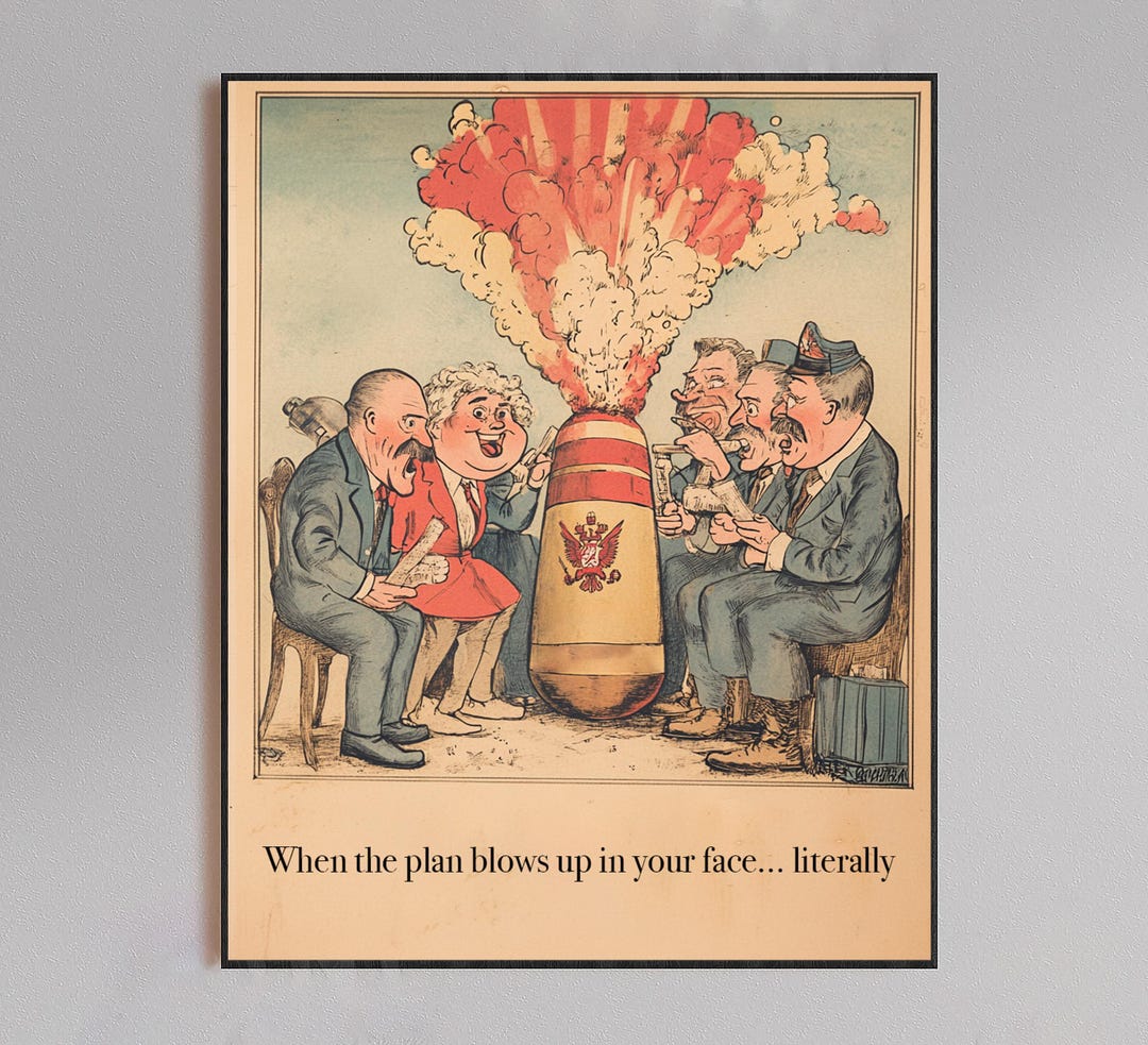 Vintage Political Cartoon Print, Soviet Propaganda Satire Artwork ...