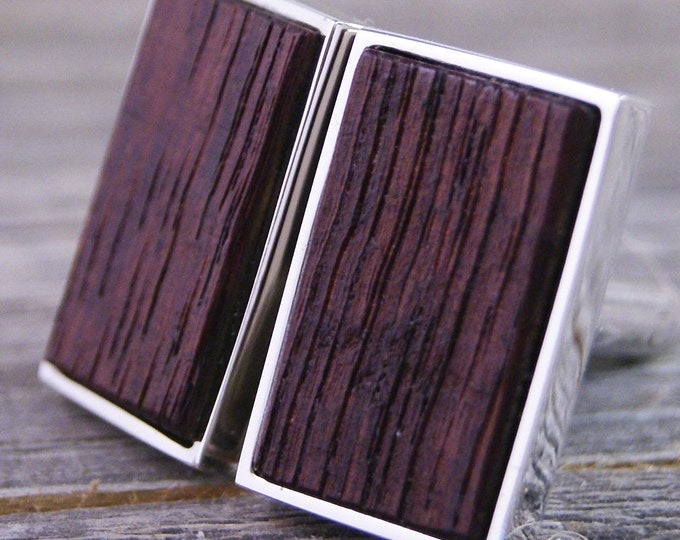 Cufflinks - French Wine Barrel Oak Wood in Silver Bezel - Perfect for ...