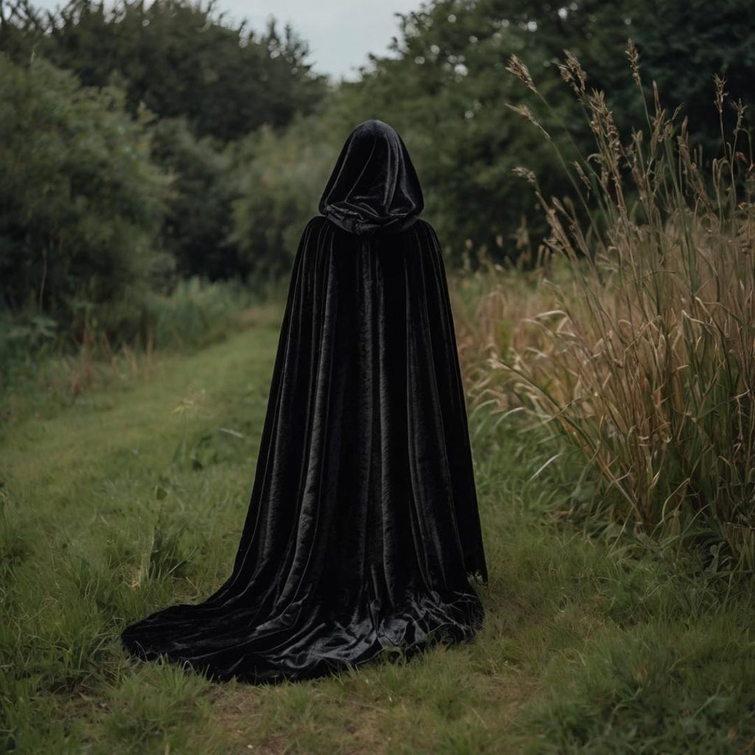 Elegant Black Velvet Hooded Cape With Tale Perfect for Weddings ...