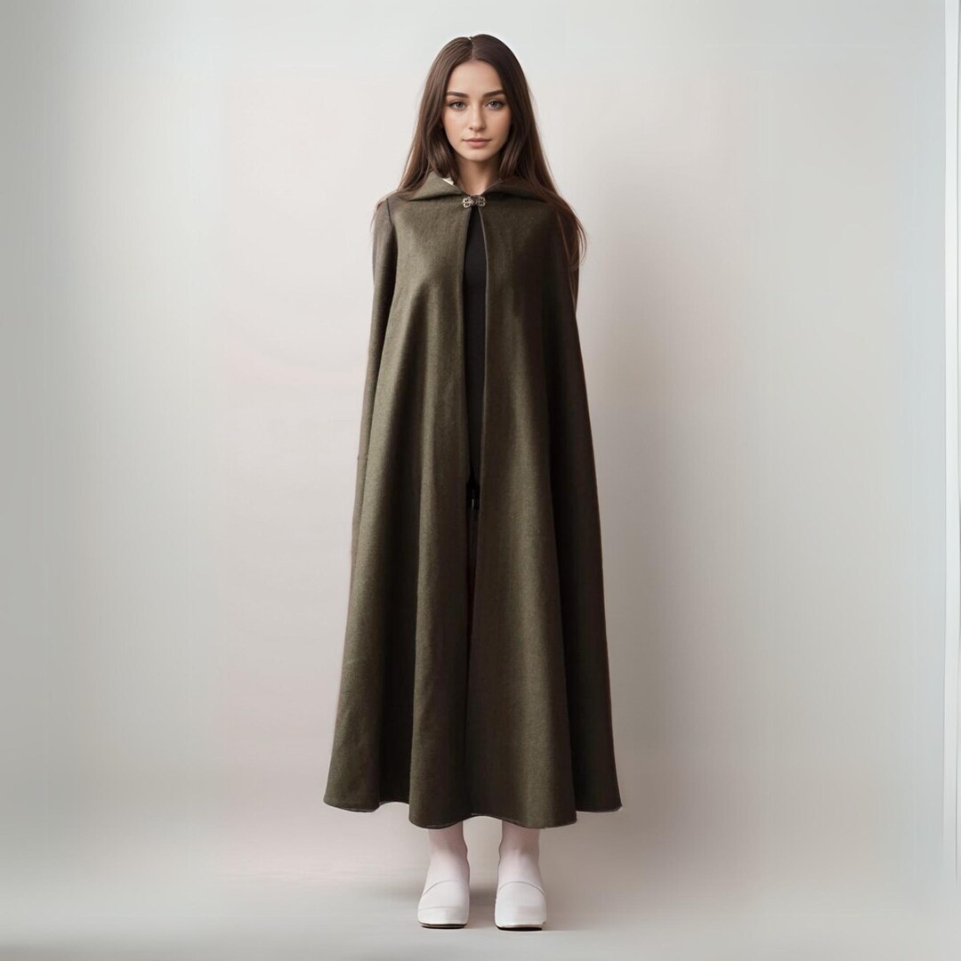 Moss Green Hooded Cloak, Fantasy Medieval Cape - Etsy Australia