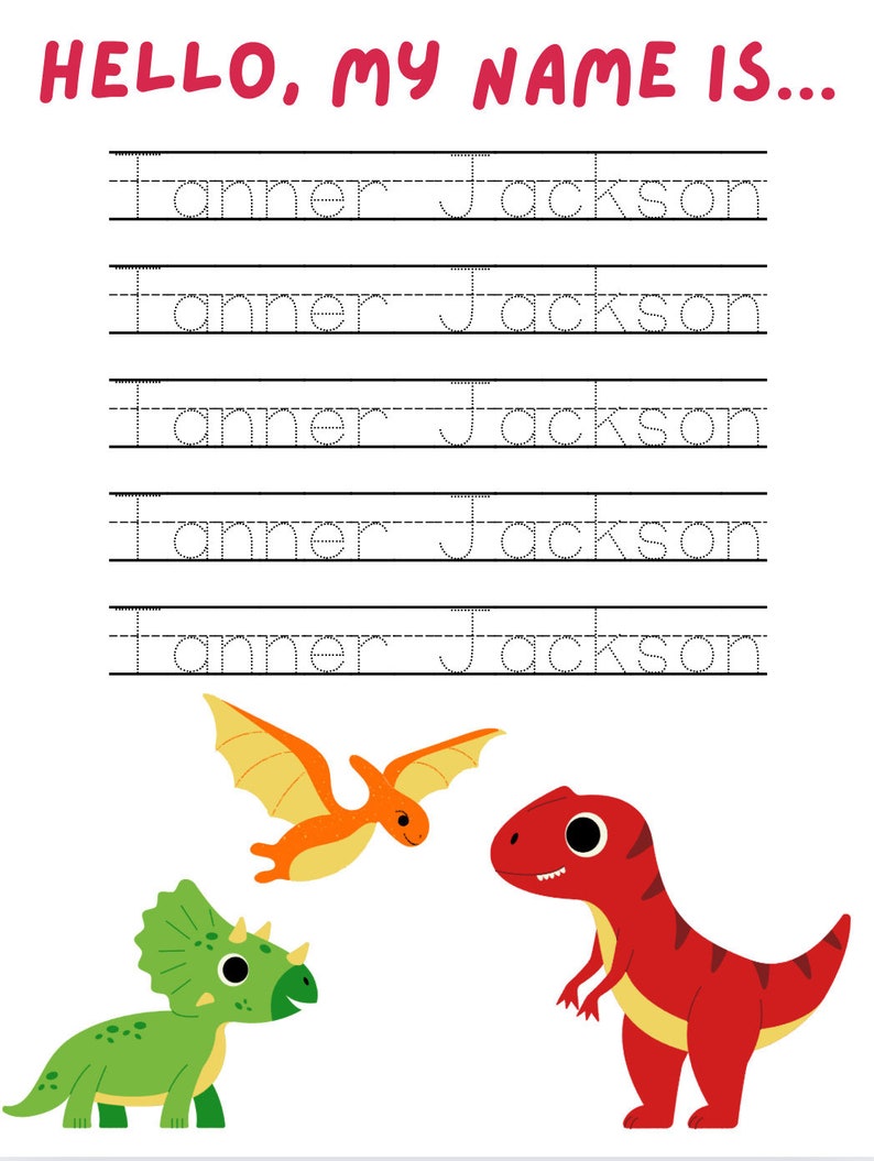 Dinosaur Name Tracing | Personalized - Etsy