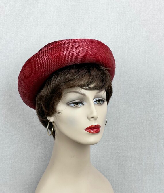 Vintage 60s Ruby Red Breton Hat by Lilly Dache, Lord … - Gem
