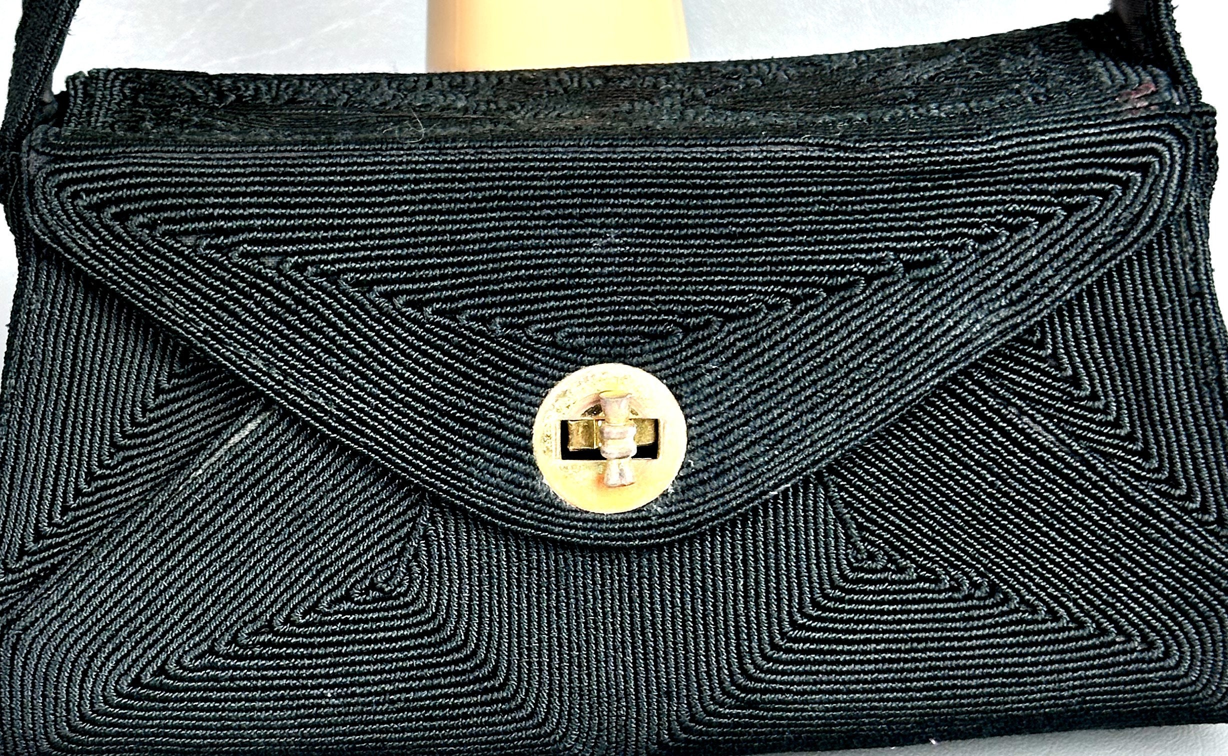 Vintage 1950s Black Corde Box Style Handbag - Etsy