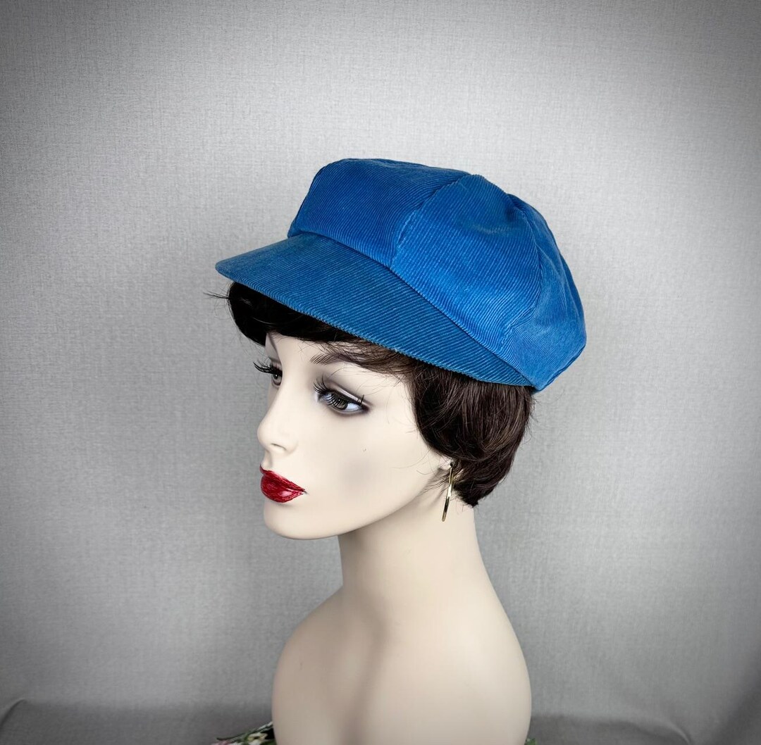 Vintage 60s MOD Blue Corduroy Cap, Hat - Etsy