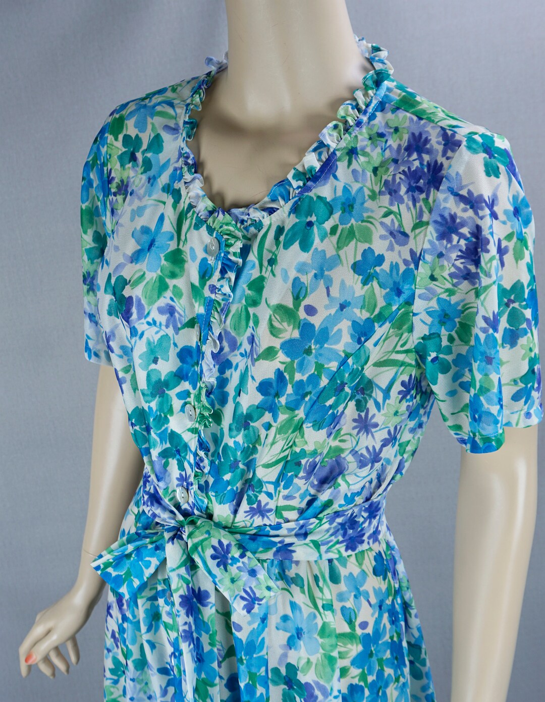 Vestido de verano vintage de manga corta con estampado floral ...