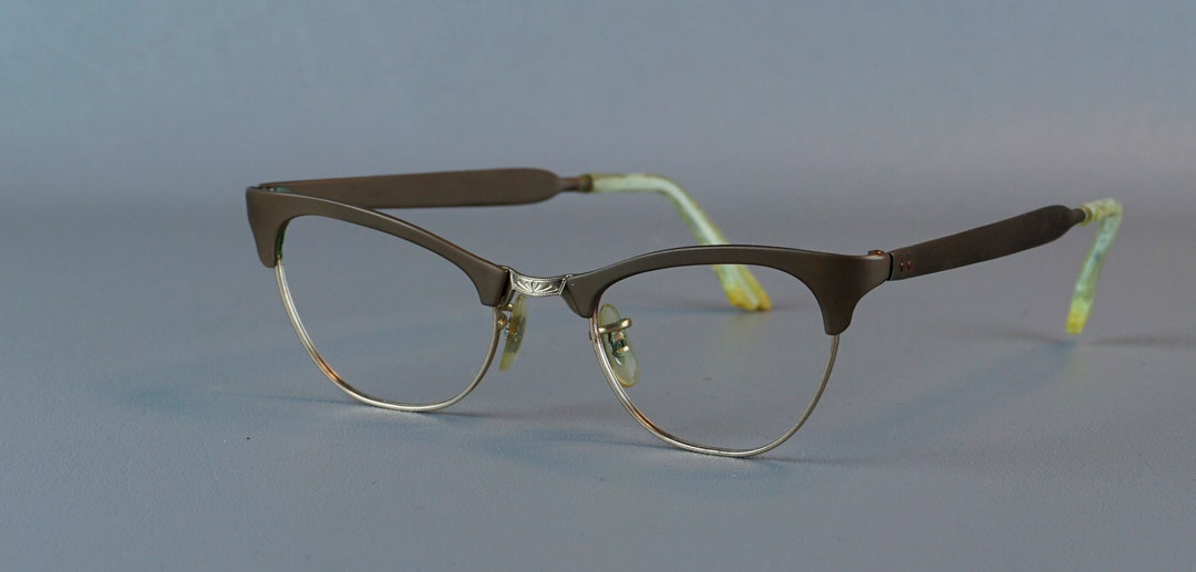 Vintage 1950s Deadstock Eyeglass Frames, Brushed Bronze Aluminium, NWT ...
