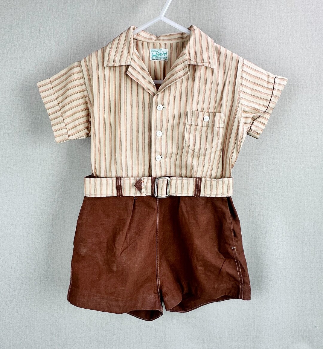 Vintage 1950s Boys Brown Stripe Jack Tar Togs Short Set, Size 3 - Etsy