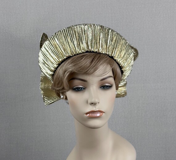 Avant Garde Gold and Blue Church Hat by Deborah, Sz 2… - Gem