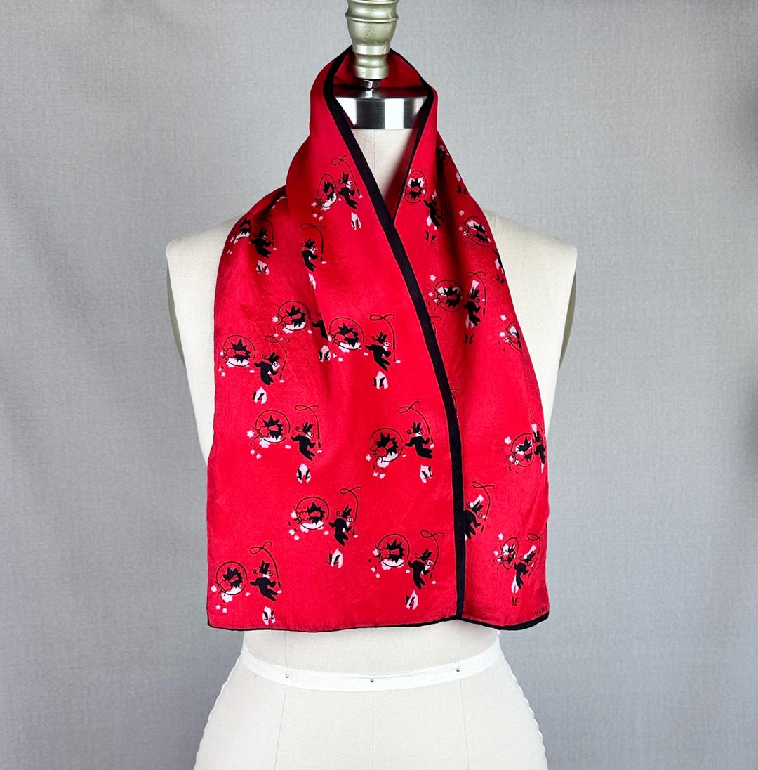 Vintage Red Circus Theme Neck Scarf by Symphony - Etsy