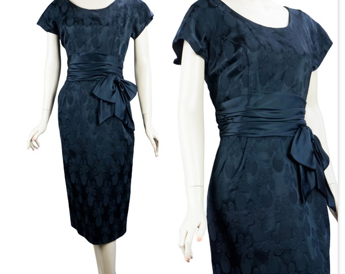 60s Black Satin Form Fitting Cocktail Dress by First Lady, Sz XL - Etsy