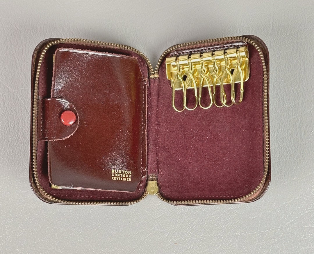 Vintage 60s Deadstock Brown Leather Buxton Contour Keytainer, Key Case ...