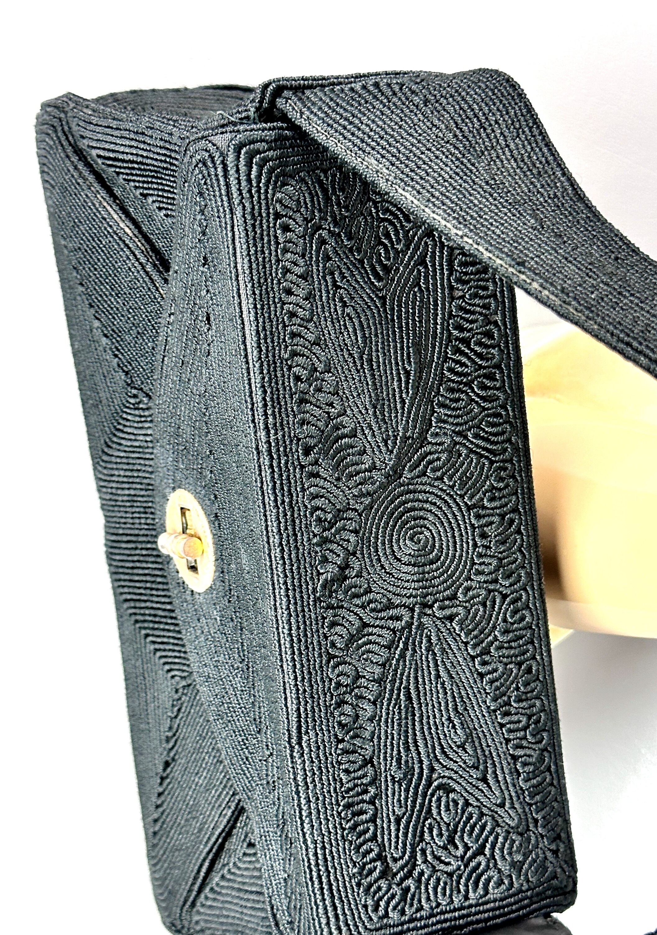 Vintage 1950s Black Corde Box Style Handbag - Etsy