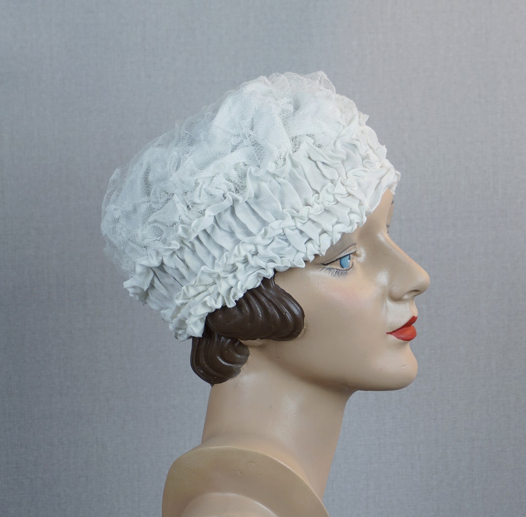 Vintage Boudoir Cap, White Nylon Nightcap, 50s Boudoir Cap - Etsy