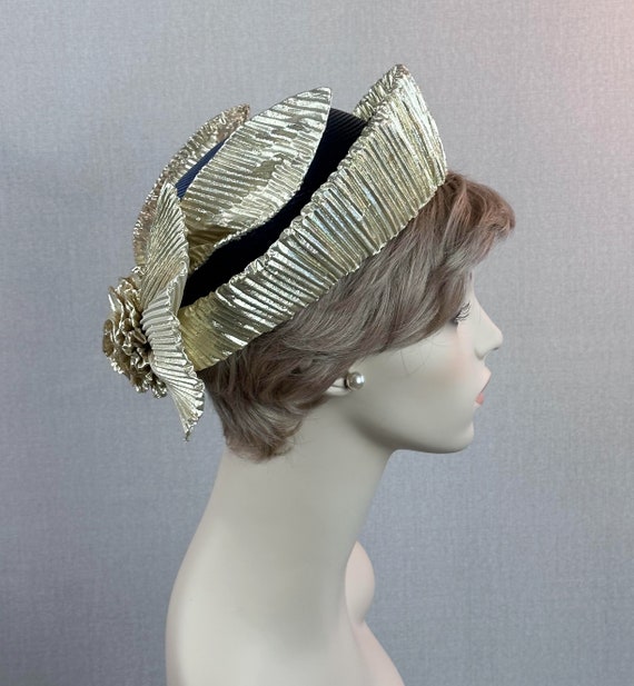 Avant Garde Gold and Blue Church Hat by Deborah, Sz 2… - Gem