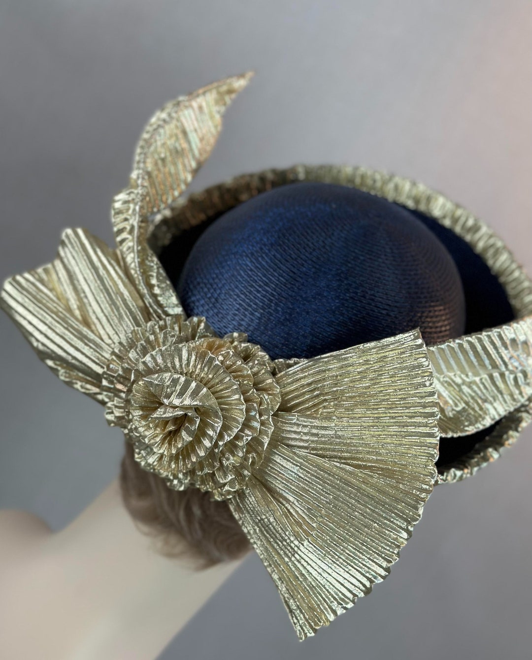 Avant Garde Gold and Blue Church Hat by Deborah, Sz 22, VFG - Etsy