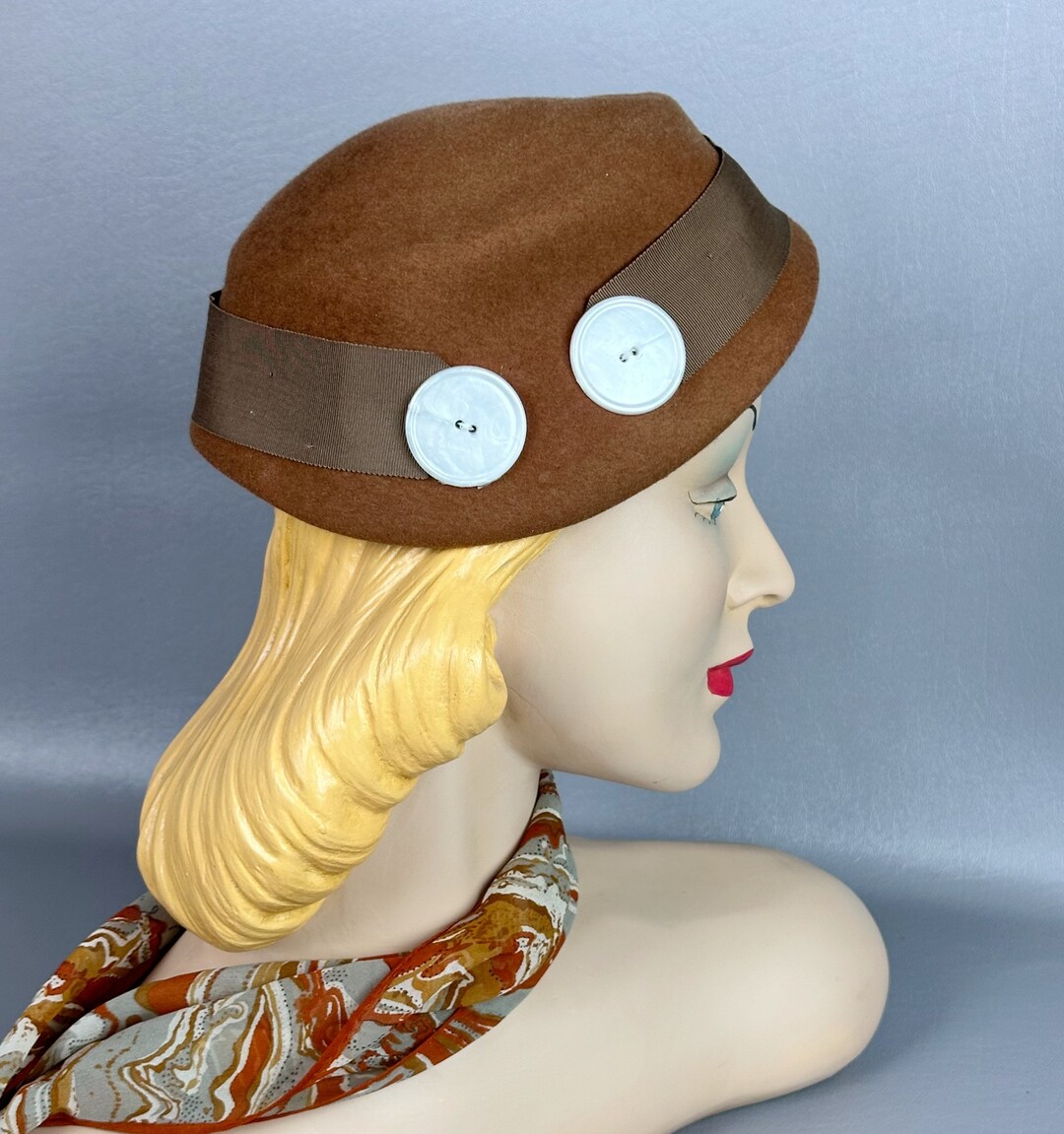 Vintage 50s Brown Wool Toque Hat - Etsy