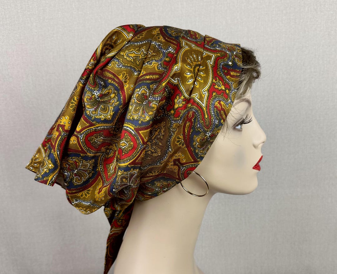 Vintage 70s Paisley Head Scarf - Etsy