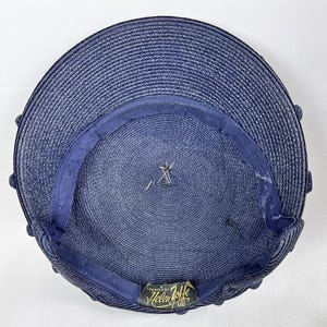 Vintage 50s Navy Blue Straw Hat With Braid Designs by Helen Yoffe - Etsy