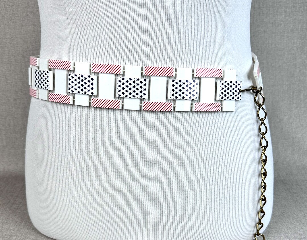 Vintage 60s Stars and Stripes Adjustable Plastic Link Belt - Etsy