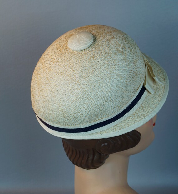 Vintage 60s Beige Straw MOD Hat, Cap, Patty Duke Teen… - Gem