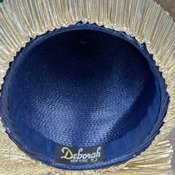 Avant Garde Gold and Blue Church Hat by Deborah, Sz 2… - Gem