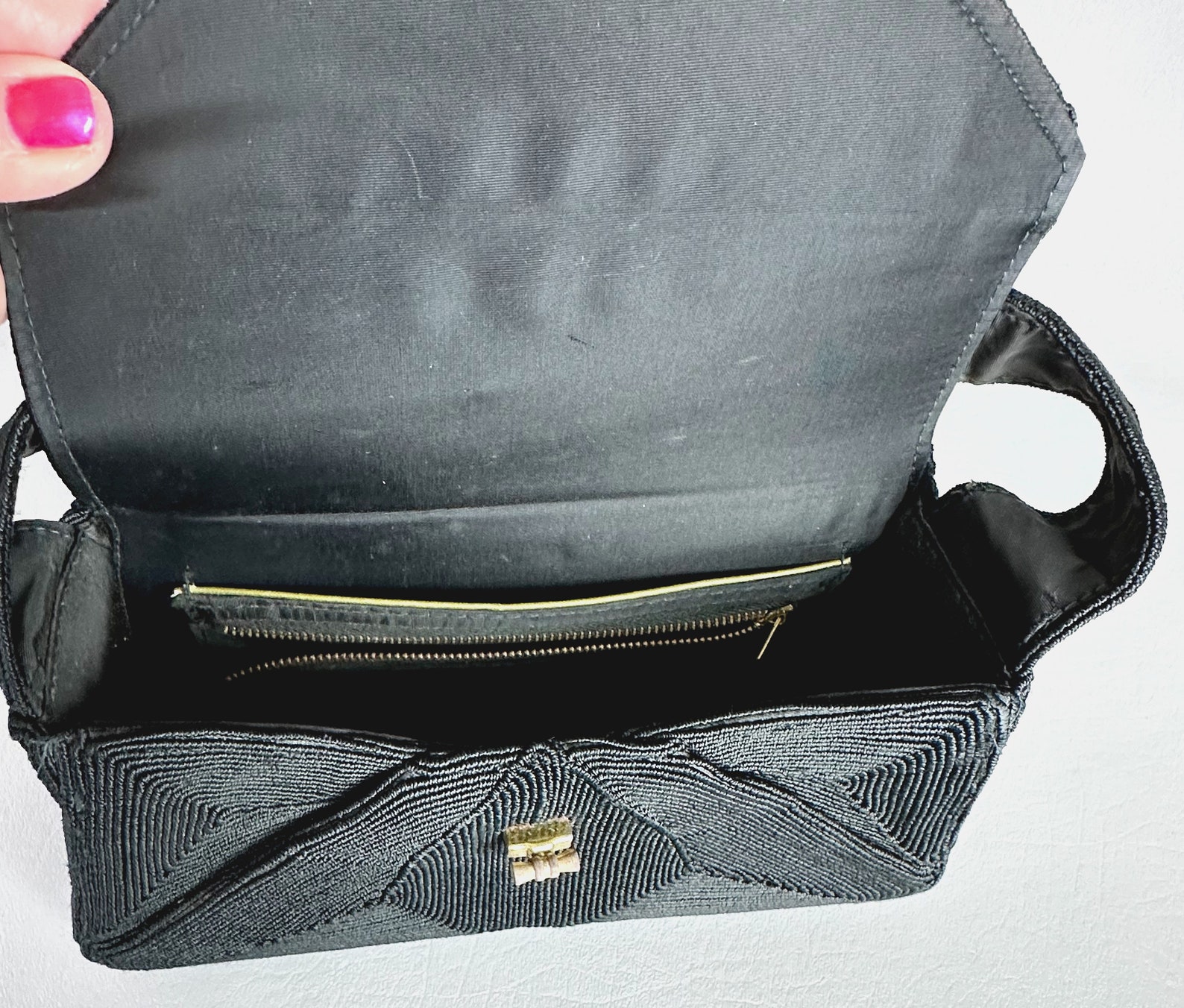 Vintage 1950s Black Corde Box Style Handbag - Etsy
