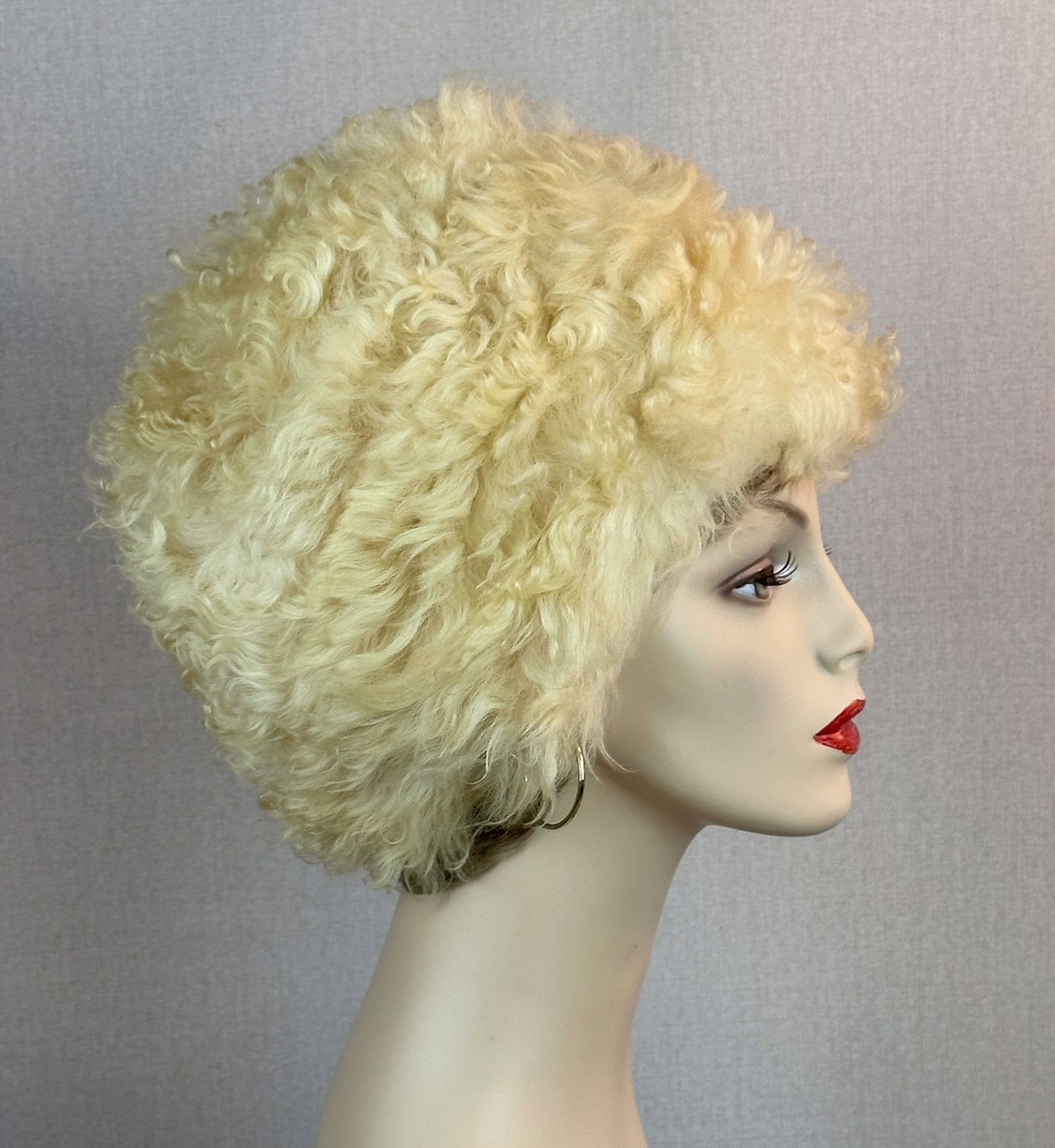 Vtg Natural Curly Lamb Turban Hat by Betmar - Etsy
