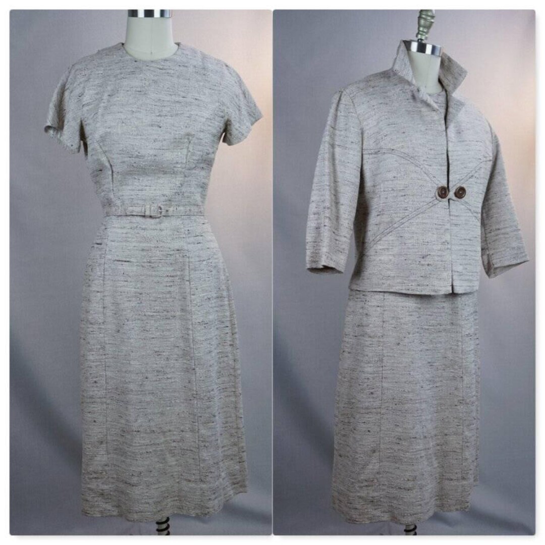 Vintage 50s Beige Dress and Jacket by Miss Tall America - Etsy