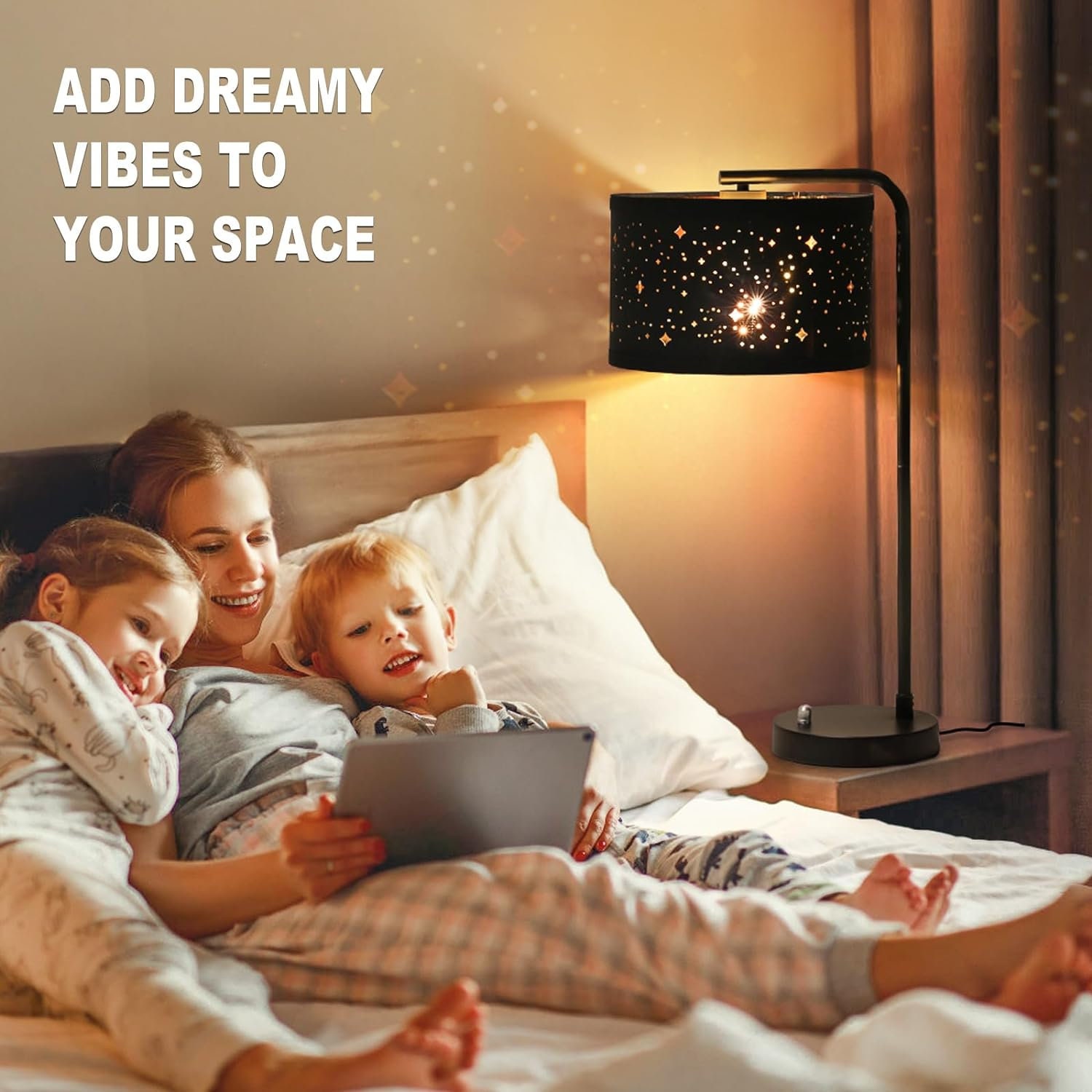 Small Stars Table Lamp, Black Table Lamp, Star Bedside Lamp, Vintage ...