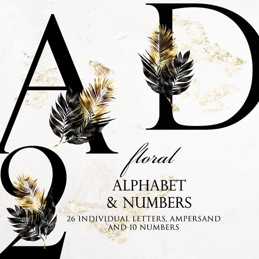 Floral Alphabet Letters Clip Art, Floral Numbers, Bridal Showers, Baby ...