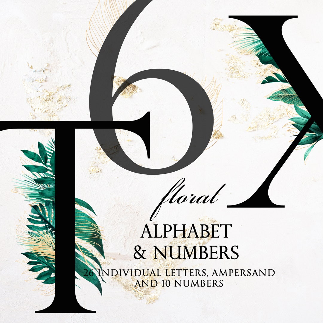 Floral Alphabet Letters Clip Art, Floral Numbers, Bridal Showers, Baby ...