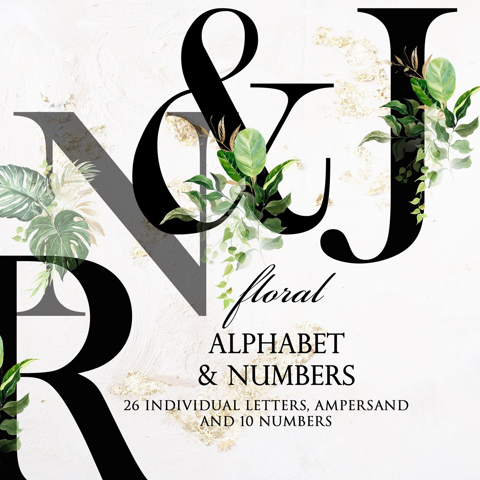 Floral Alphabet Letters Clip Art, Floral Numbers, Bridal Showers, Baby ...