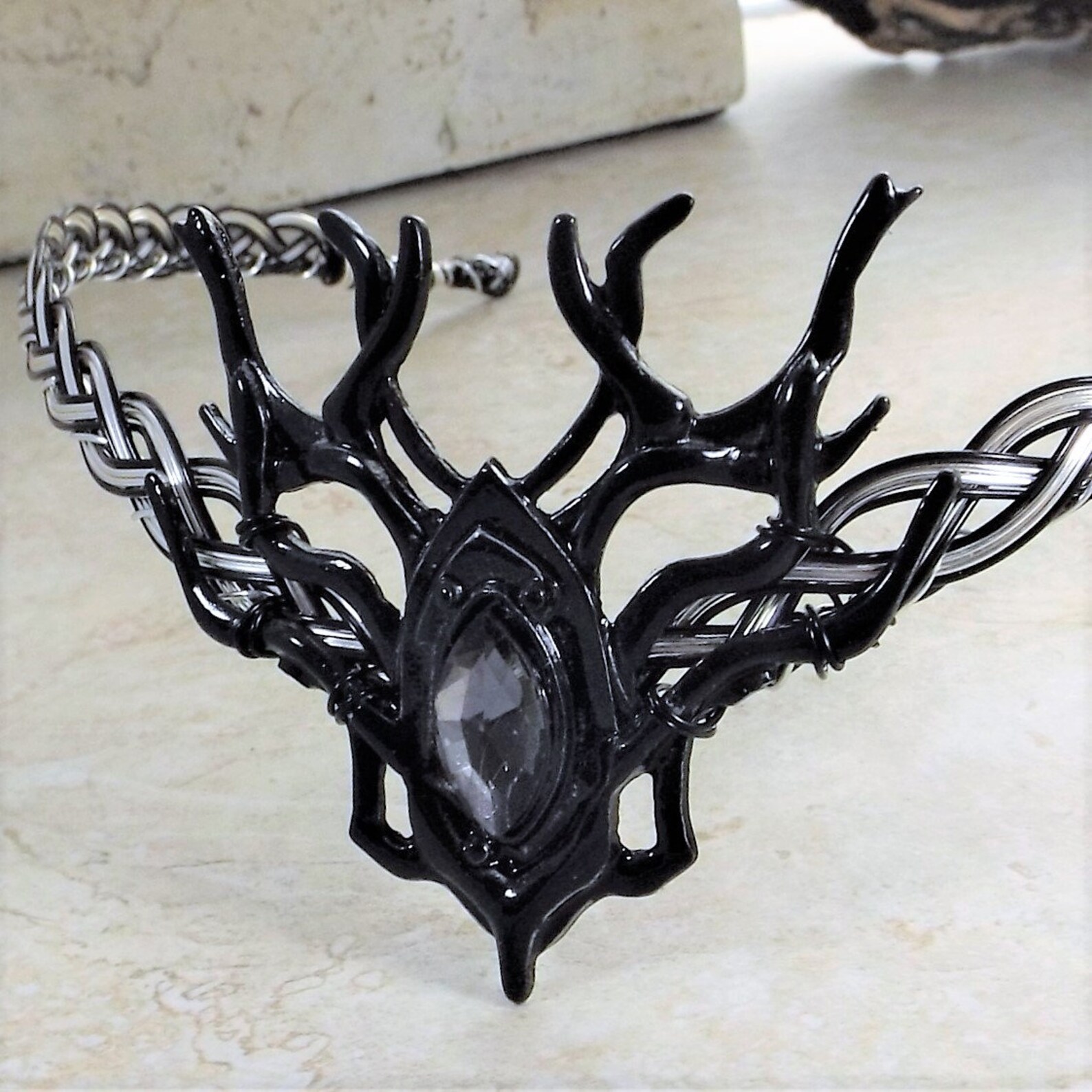 Celtic Black Woodland Circlet Crown Elven Wedding Headpiece - Etsy