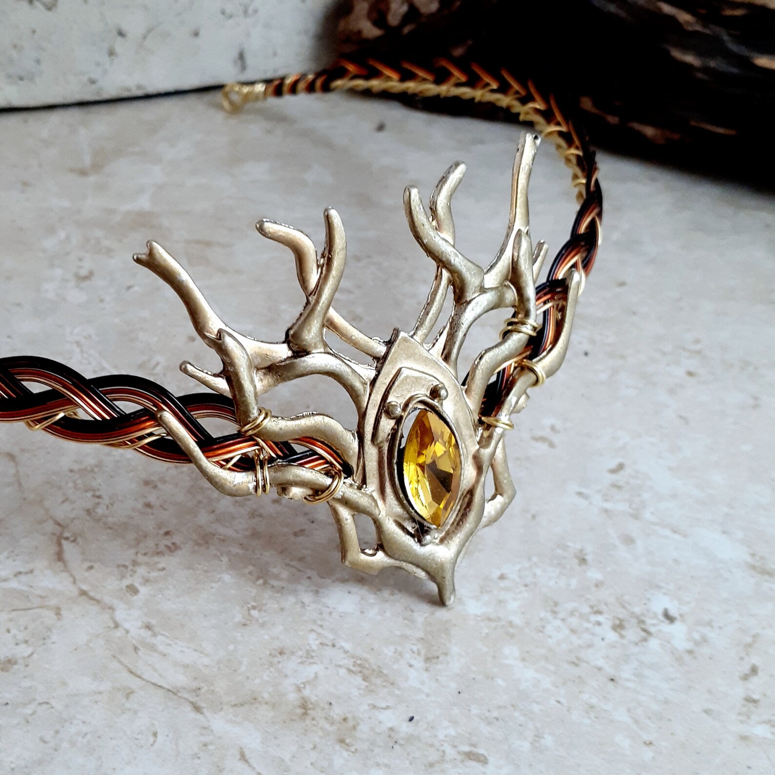 Autumn Woodland Circlet Crown Celtic Weave Gold Elven - Etsy