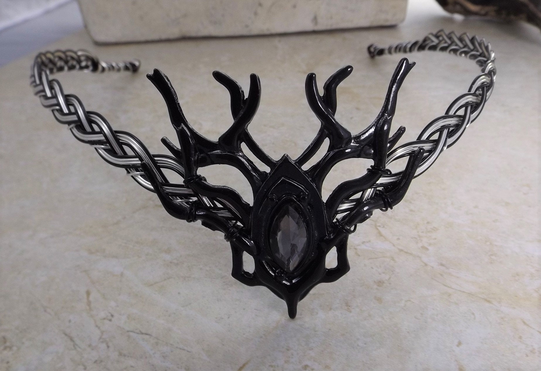 Celtic Black Woodland Circlet Crown Elven Wedding Headpiece | Etsy