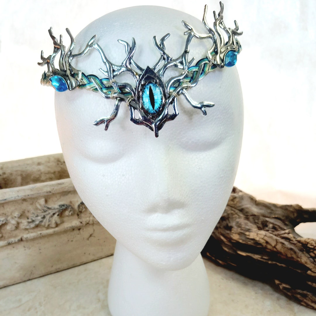 Elven Winter Circlet Crown in Ice Blue and Silver Royal - Etsy