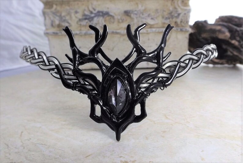 Celtic Black Woodland Circlet Crown Elven Wedding Headpiece - Etsy