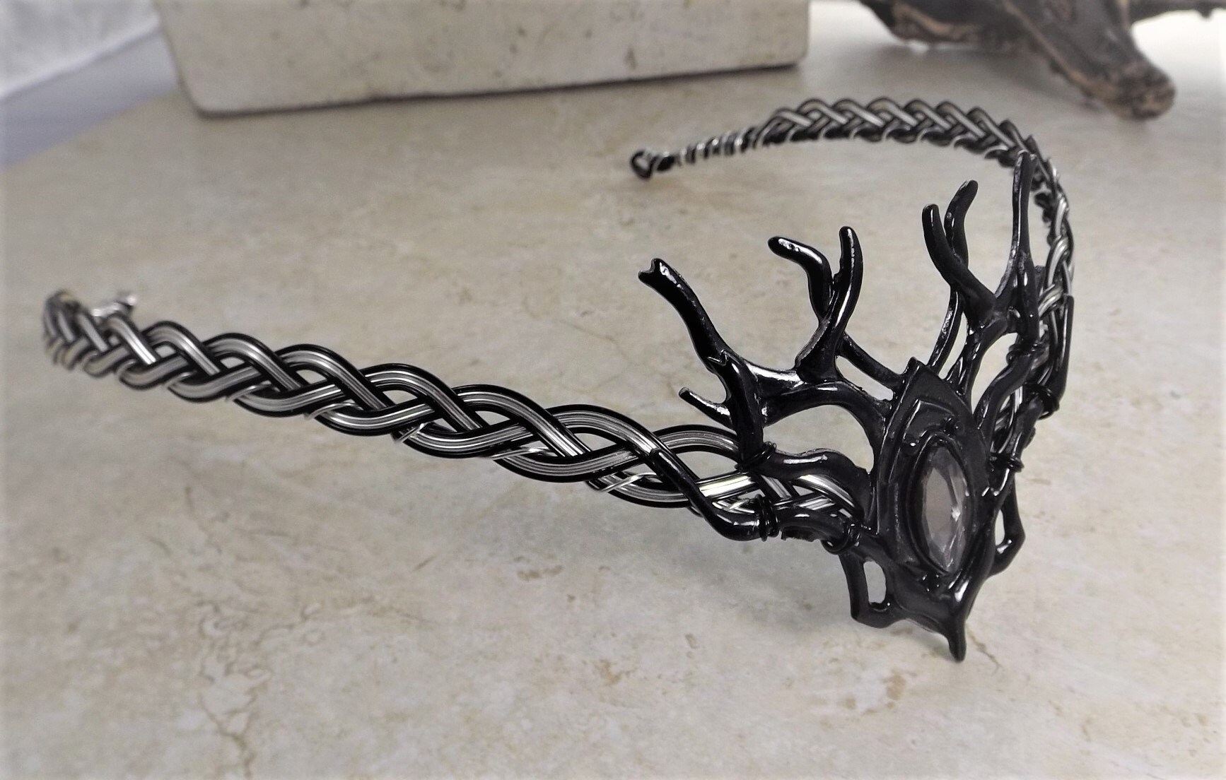Celtic Black Woodland Circlet Crown Elven Wedding Headpiece | Etsy