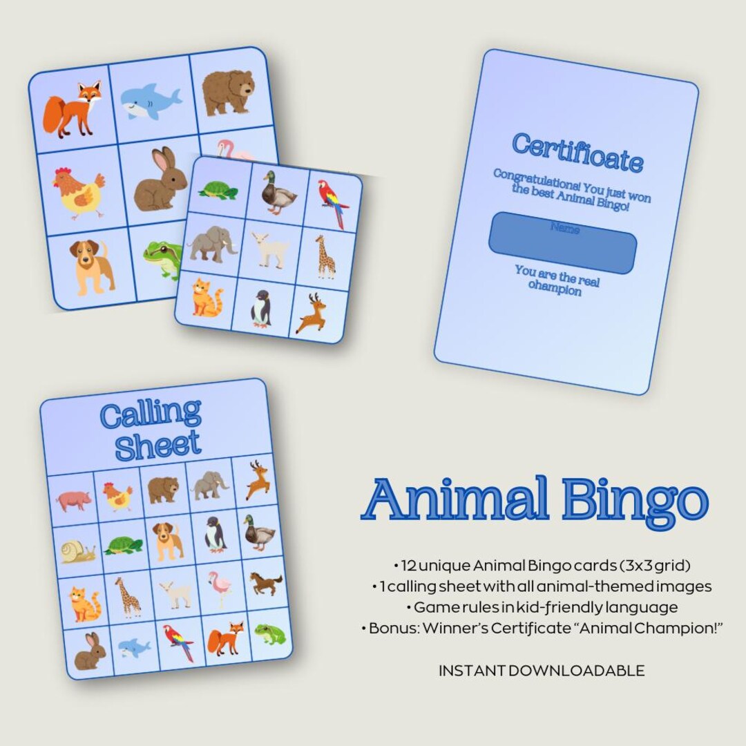 Animal Bingo – Printable Game for Kids | Animal Activity | Educational ...