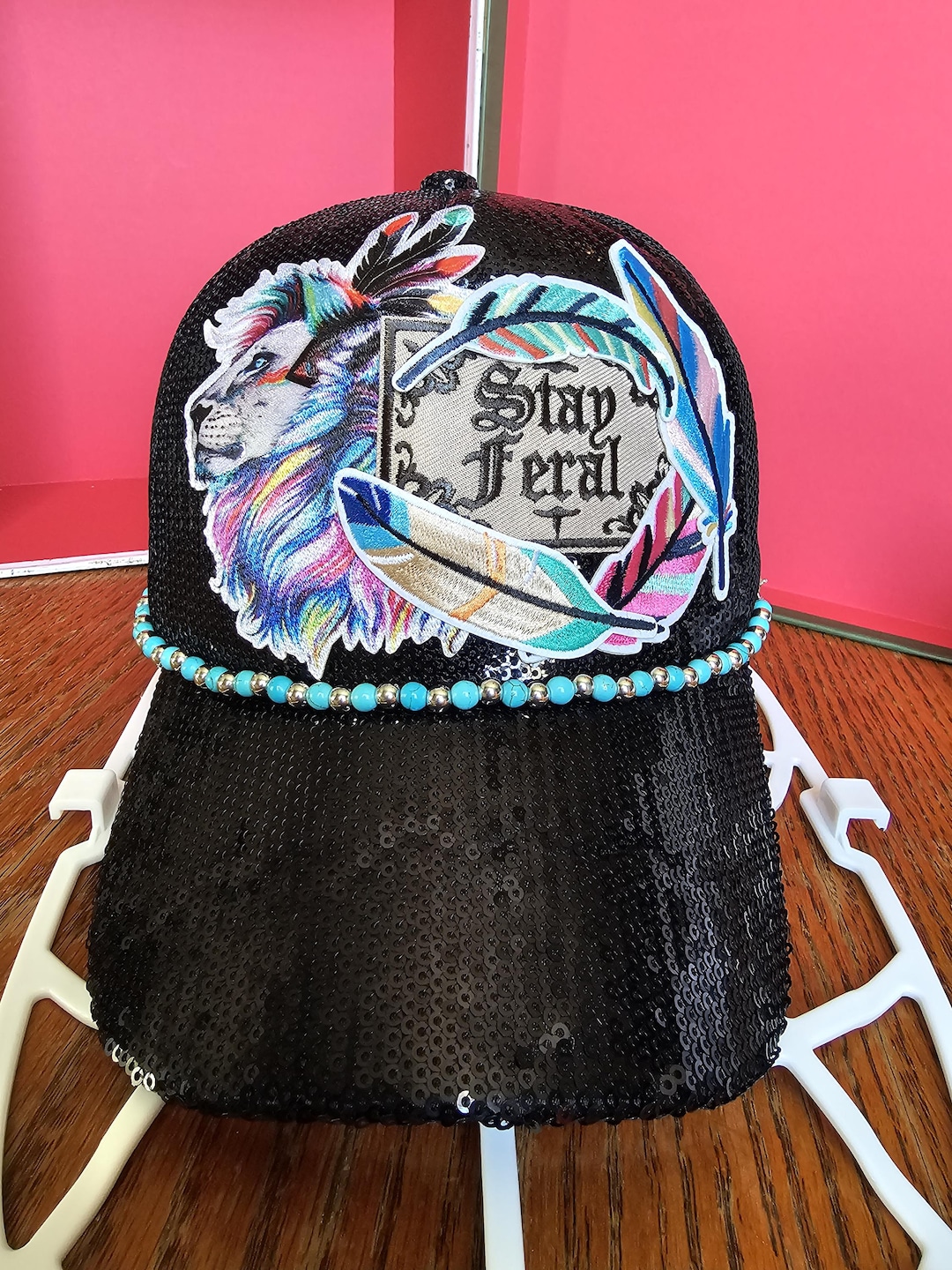 Black Feather Stay Feral Hat - Etsy
