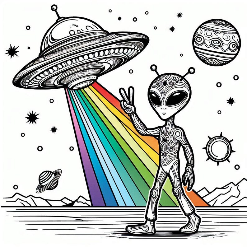 Galactic Adventures: Alien Coloring Extravaganza24 Pages, Alien ...