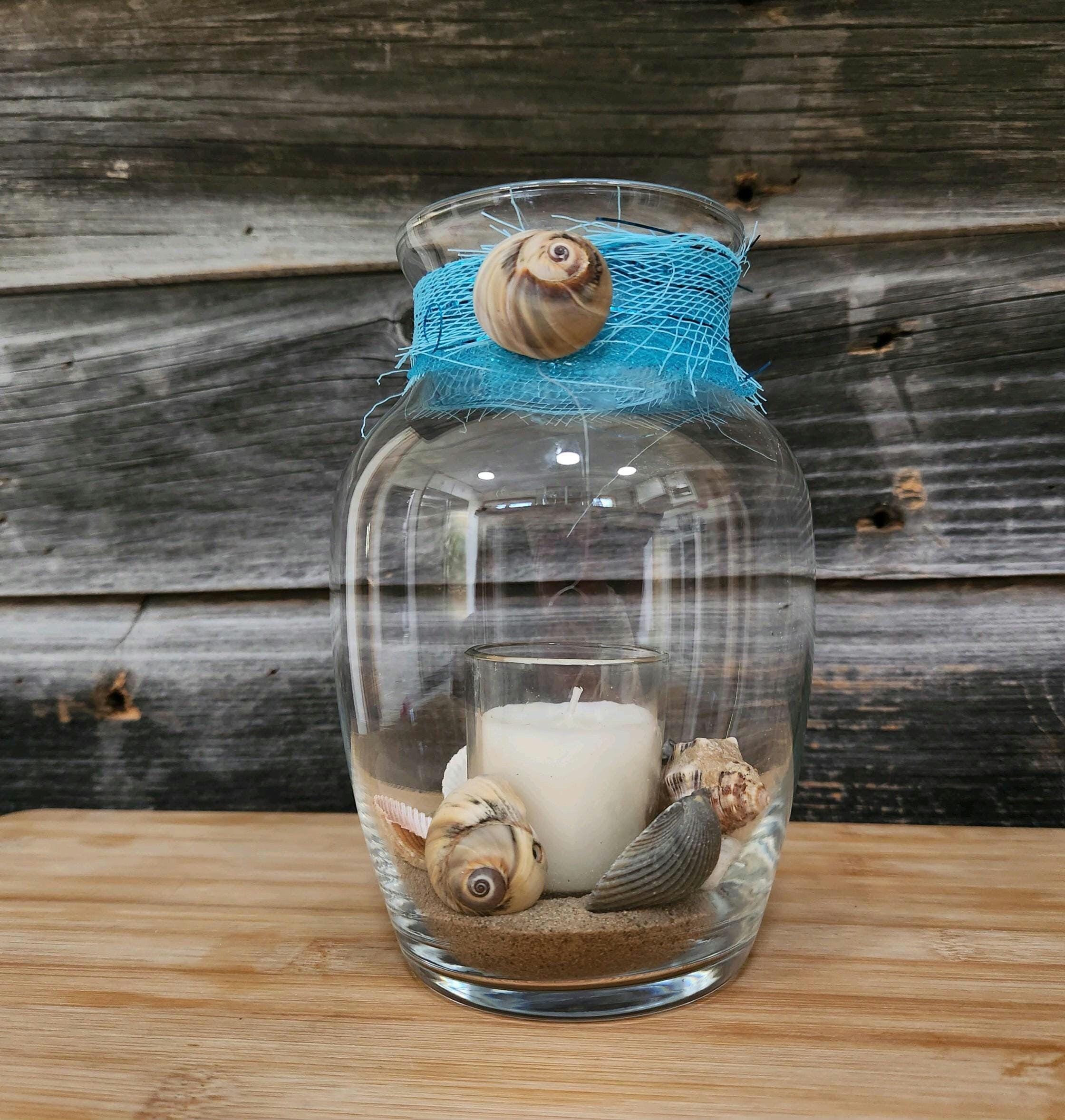 Glass, Seashell, Centerpiece, Sand, Beach, Décor, Custom, Jar Candle ...