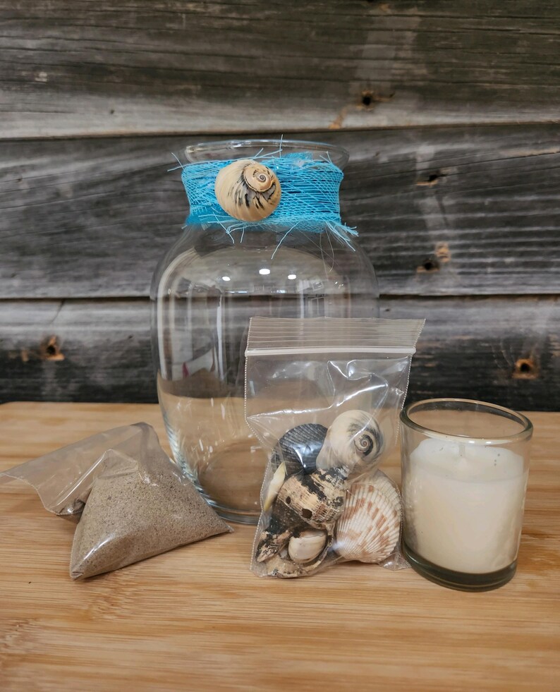 Glass, Seashell, Centerpiece, Sand, Beach, Décor, Custom, Jar Candle ...