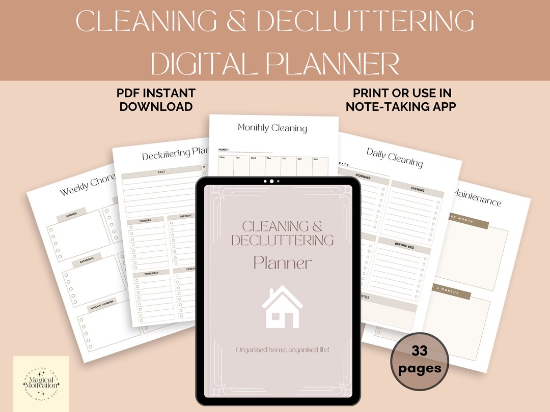 Cleaning and Decluttering Digital Planner, Printable Planner, Goodnotes ...