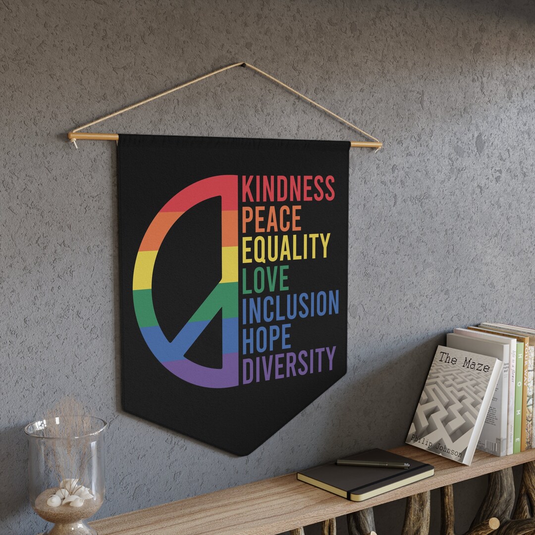 Hippie LGBT Pennant LGBT Pride Flag Wall Decor Kindness Peace Equality ...