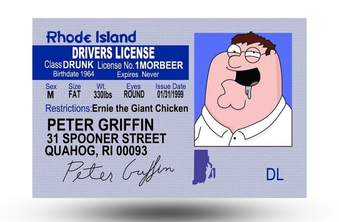 Peter Griffin Family Guy ID Card 3.4 X 2.2 In. Laminated Gag Gift ...