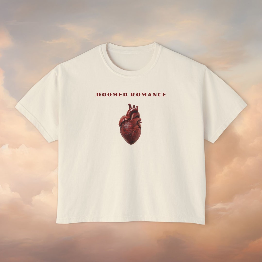 DOOMED ROMANCE Graphic Boxy Tee red Text - Etsy