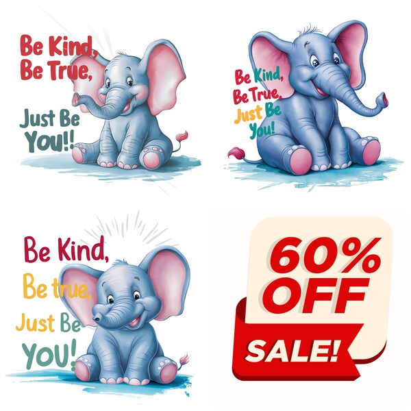 Elephant Art, Be Kind Shirt, Quotes Poster, Kids Room Decoration ...
