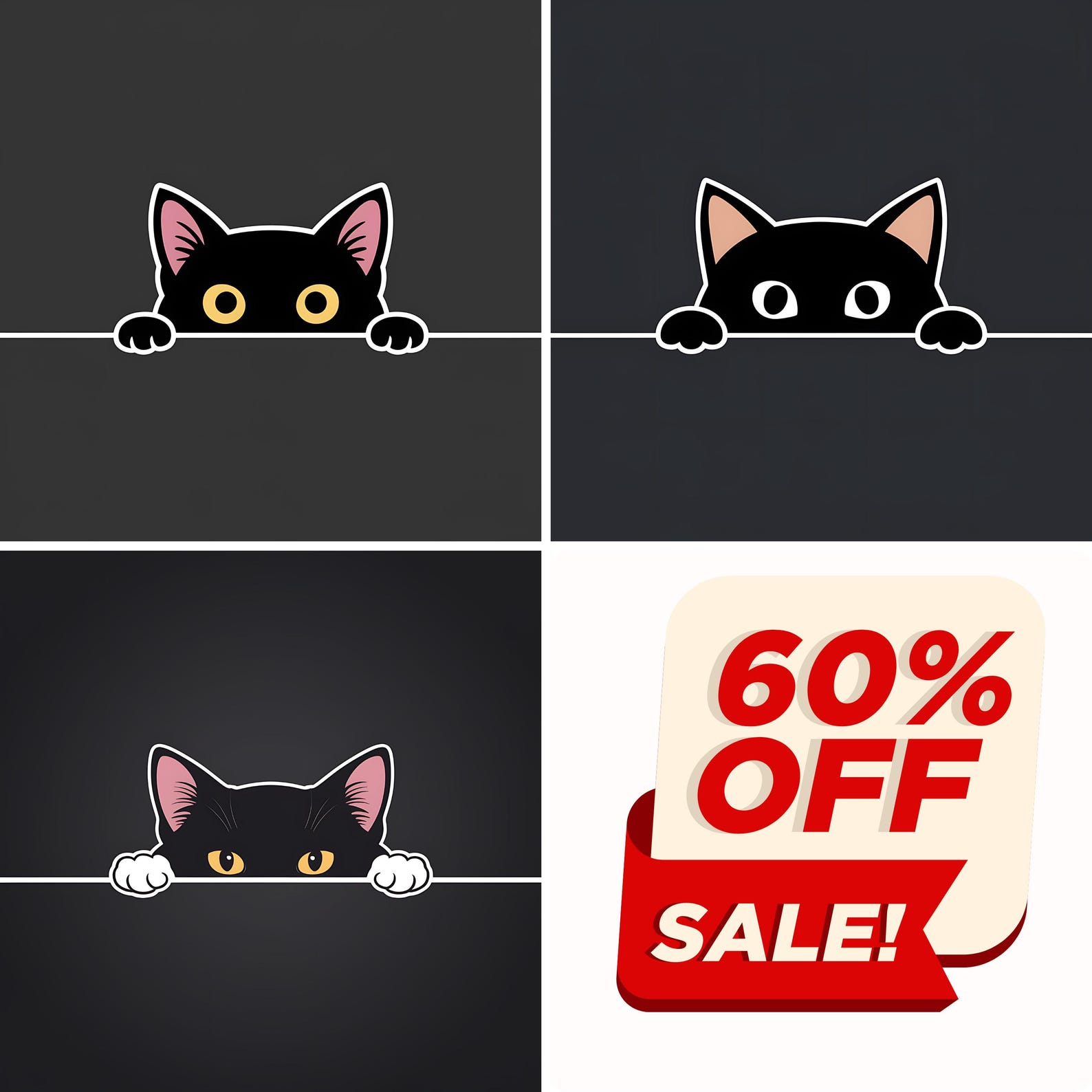 Black Cat Peeking, Minimalist Cat Art, Cat Svg, Cat Lover Gift, Modern ...